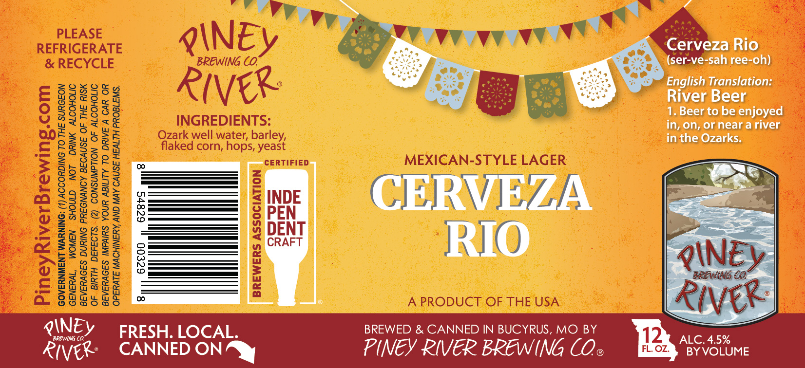 Cerveza Rio Mexican-Style Lager Collateral – Piney River Brewing Co.